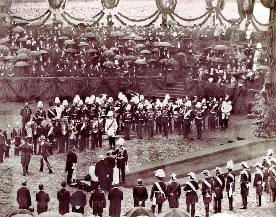 Laying of the foundation stone for the Reichstag building by Emperor ...