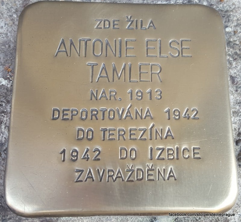 Tamler Antonie Else - Map of Prague's Stolpersteine / kamenů zmizelých ...